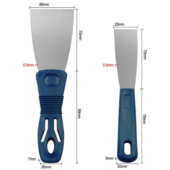 Couteaux à mastic inox – Lot 2 tailles 25 cm / 49 cm